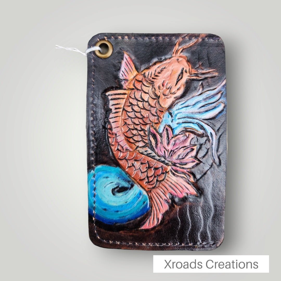 Koi Fish - Mini Vertical Tooled Wallet – XRoads Creations